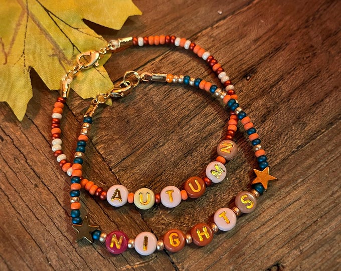 Vintage Fall Autumn Leaves & Beads Charm Bracelet - Etsy