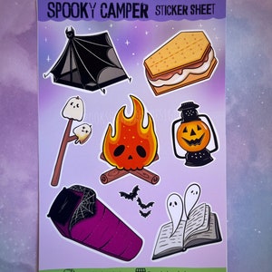 Spooky Summer Camp Sticker Sheet/ Summerween Stickers/camper Sticker ...