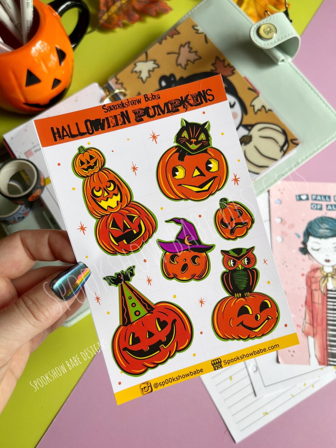 Vintage Halloween Jack 'o Lantern Sticker Sheet for Scrapbooks, Journal ...