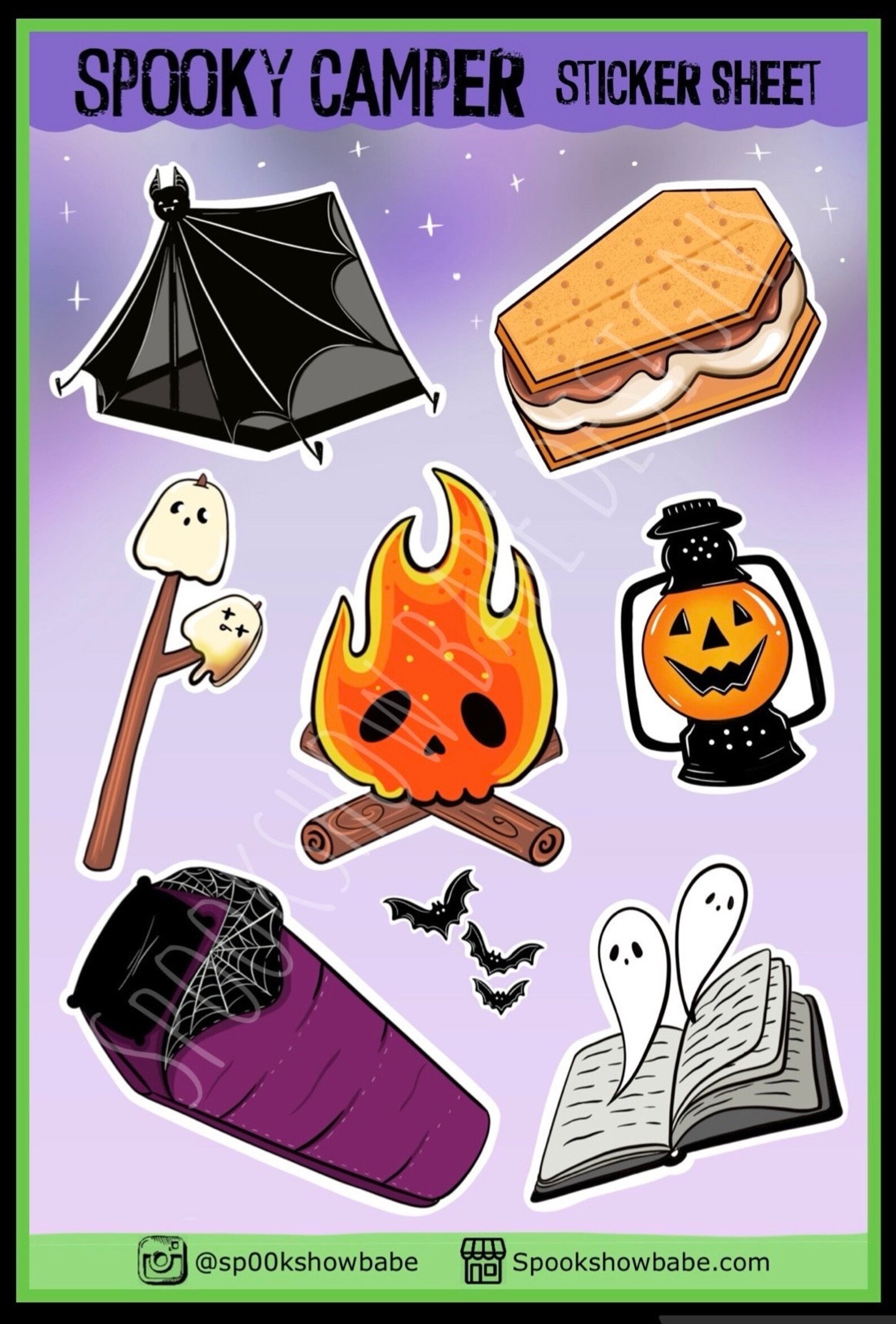 Spooky Summer Camp Sticker Sheet/ Summerween Stickers/camper Sticker ...