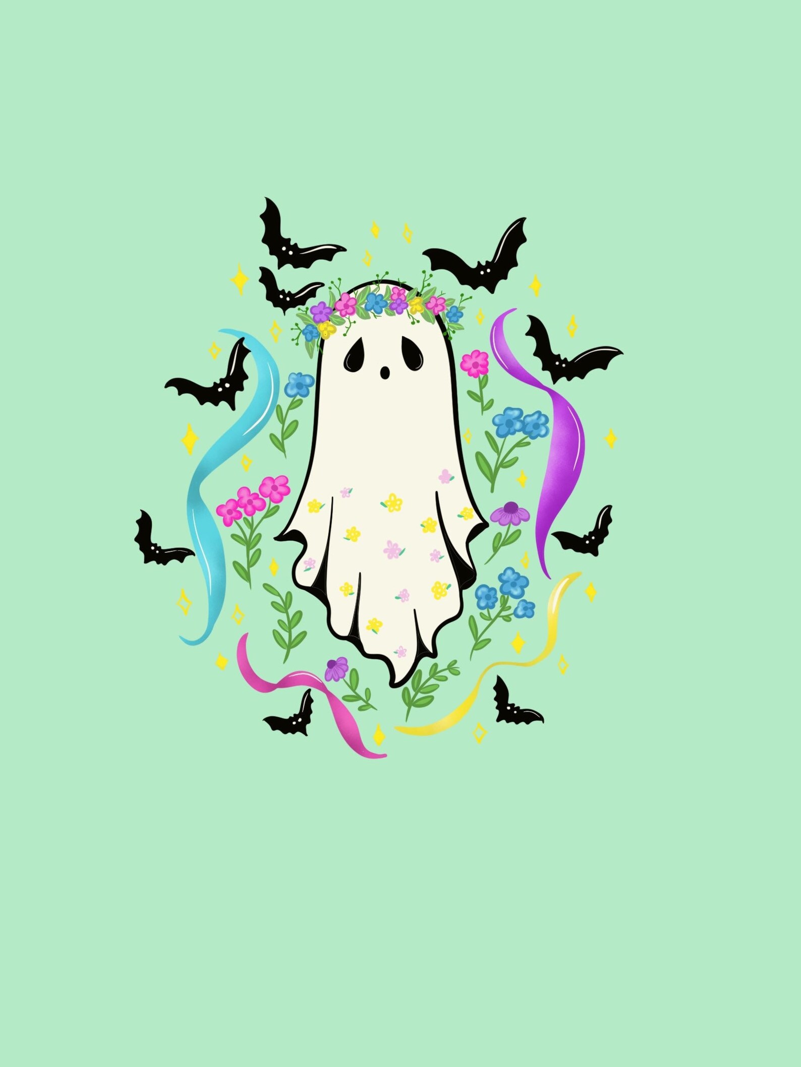 Spring Wall Decor/creepy Cute Art Print/ghost Wall Art/midsummer ...