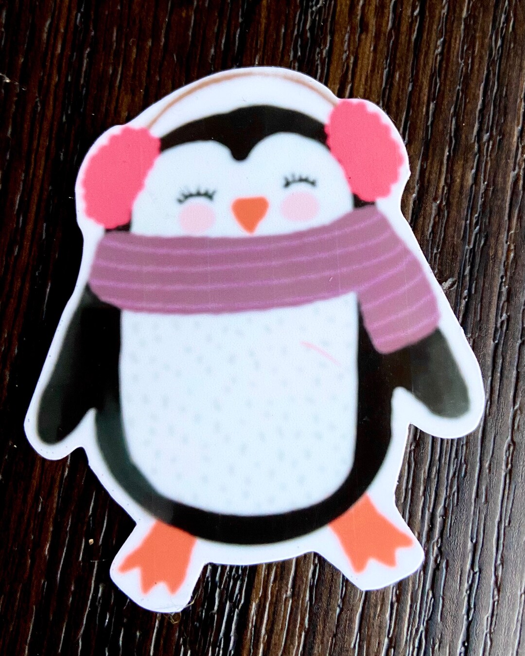 Penguin With Ear Muffs Vinyl Sticker Adds Super Cute Decoration to ...
