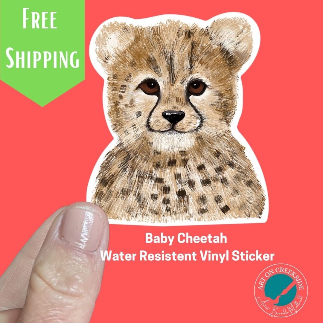 Baby Cheetah Vinyl Sticker: Water-resistant Laptop Decal - Etsy