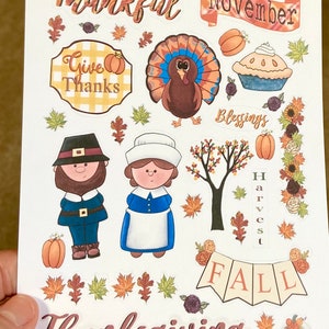 Thanksgiving Stickers Sheet to Add Thanksgiving Fun to Journals ...