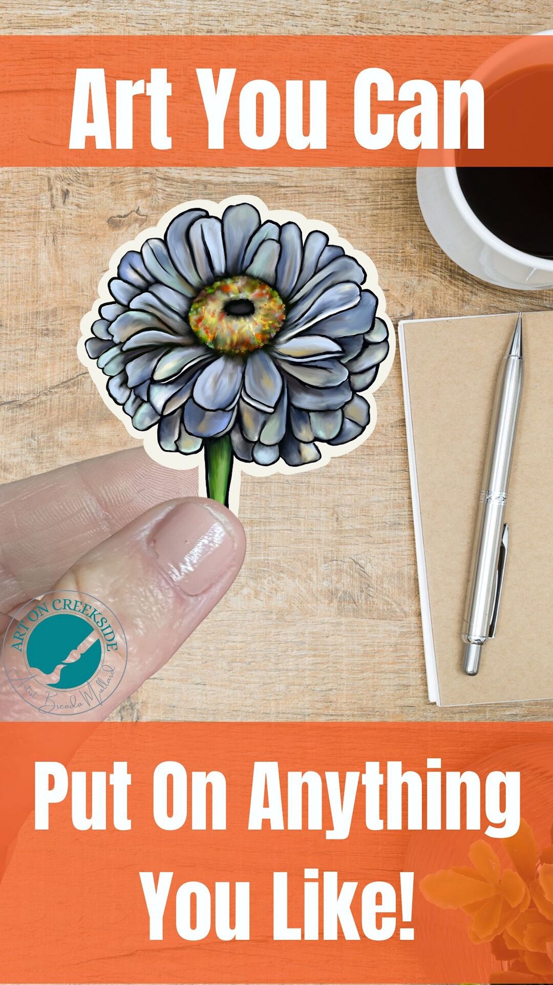 Blue Flower Vinyl Sticker, Floral Decal, Waterproof Water Bottle ...