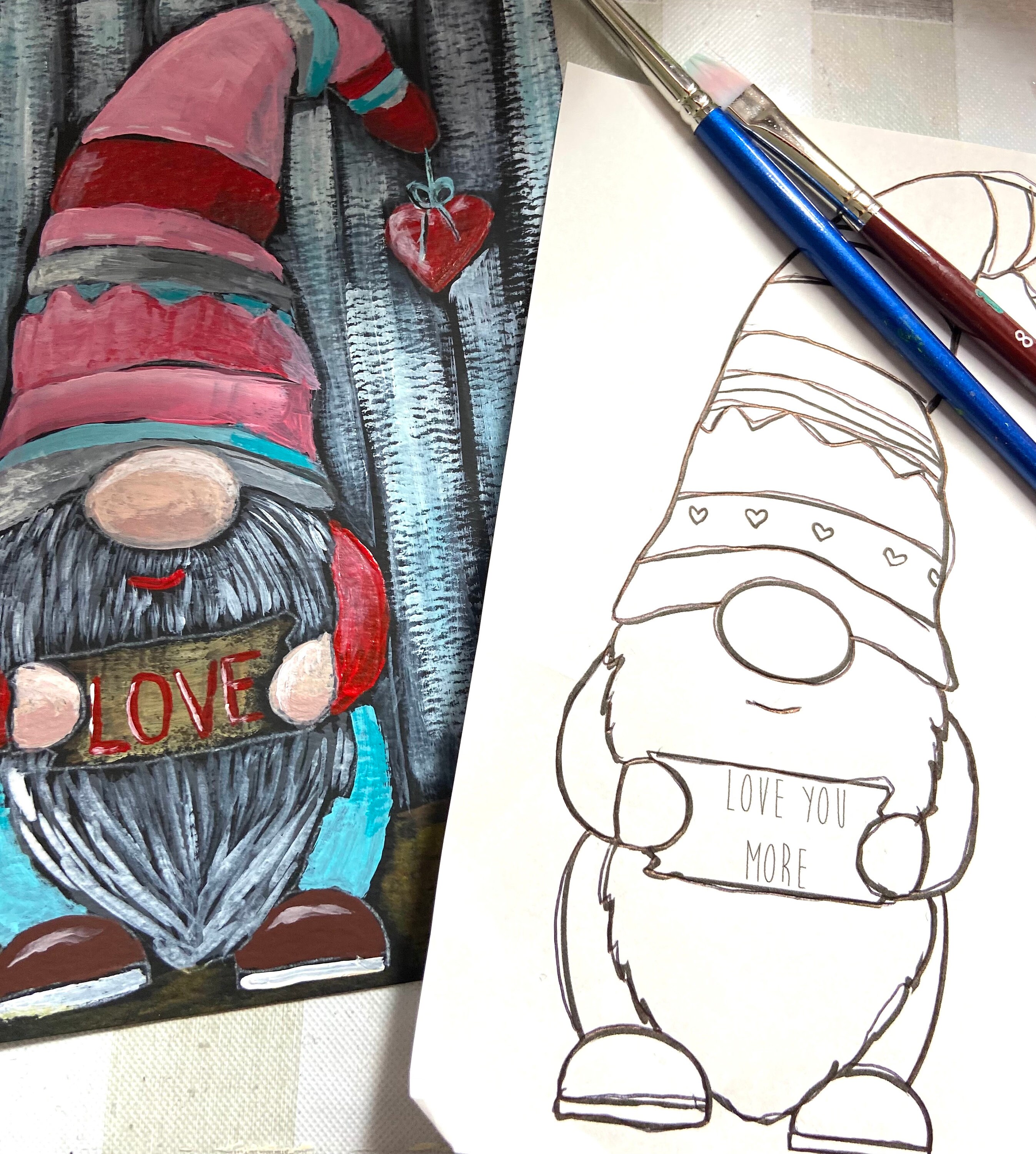 Valentine Gnome Template Printable Valentine Gnome Valentine | Etsy