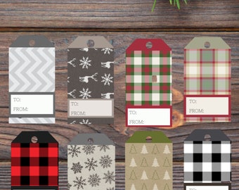 Christmas Stickers Plaid Gift Label Holiday Gift Tags Plaid - Etsy