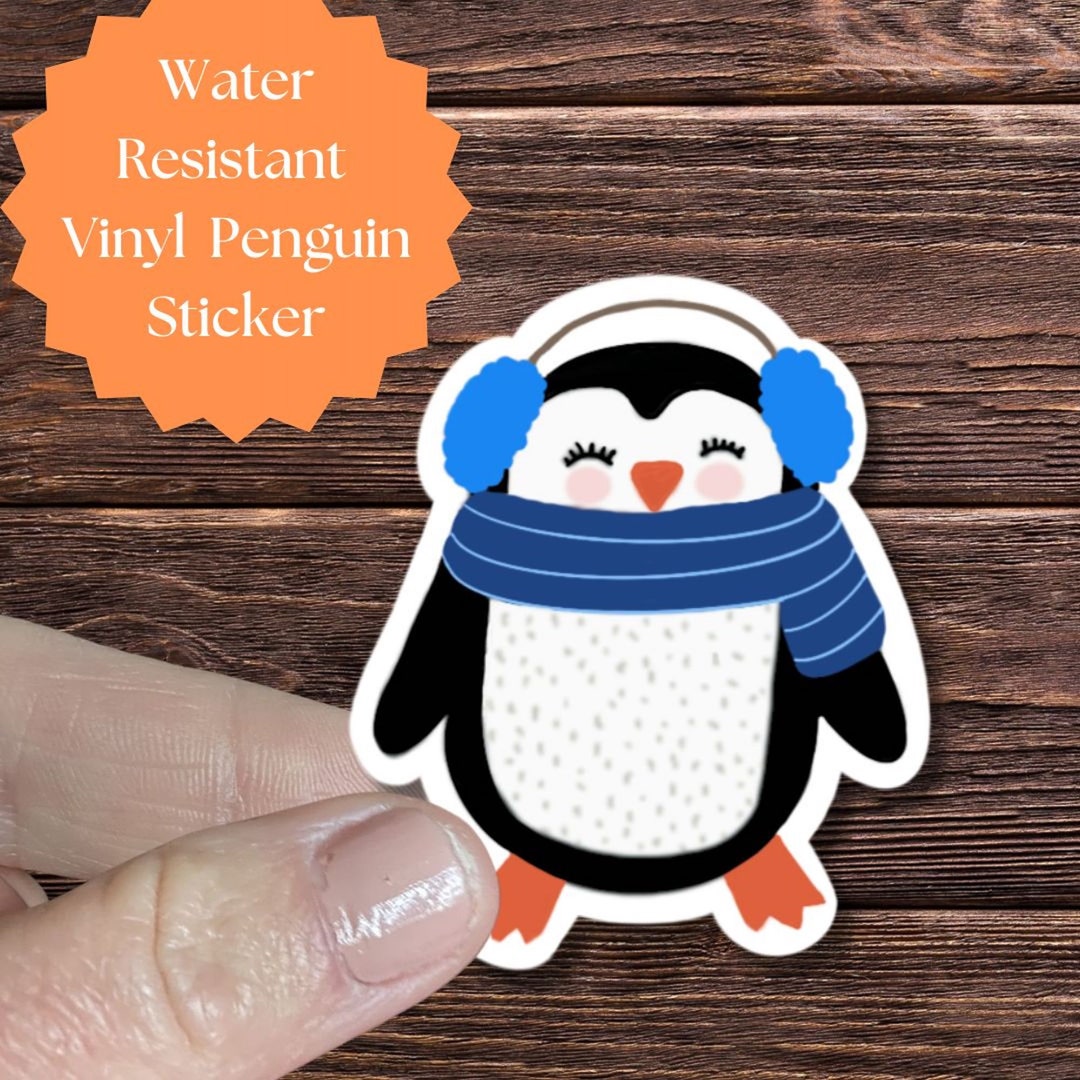 Blue Penguin Vinyl Sticker, Cute Water Bottle Stickers, Journal ...