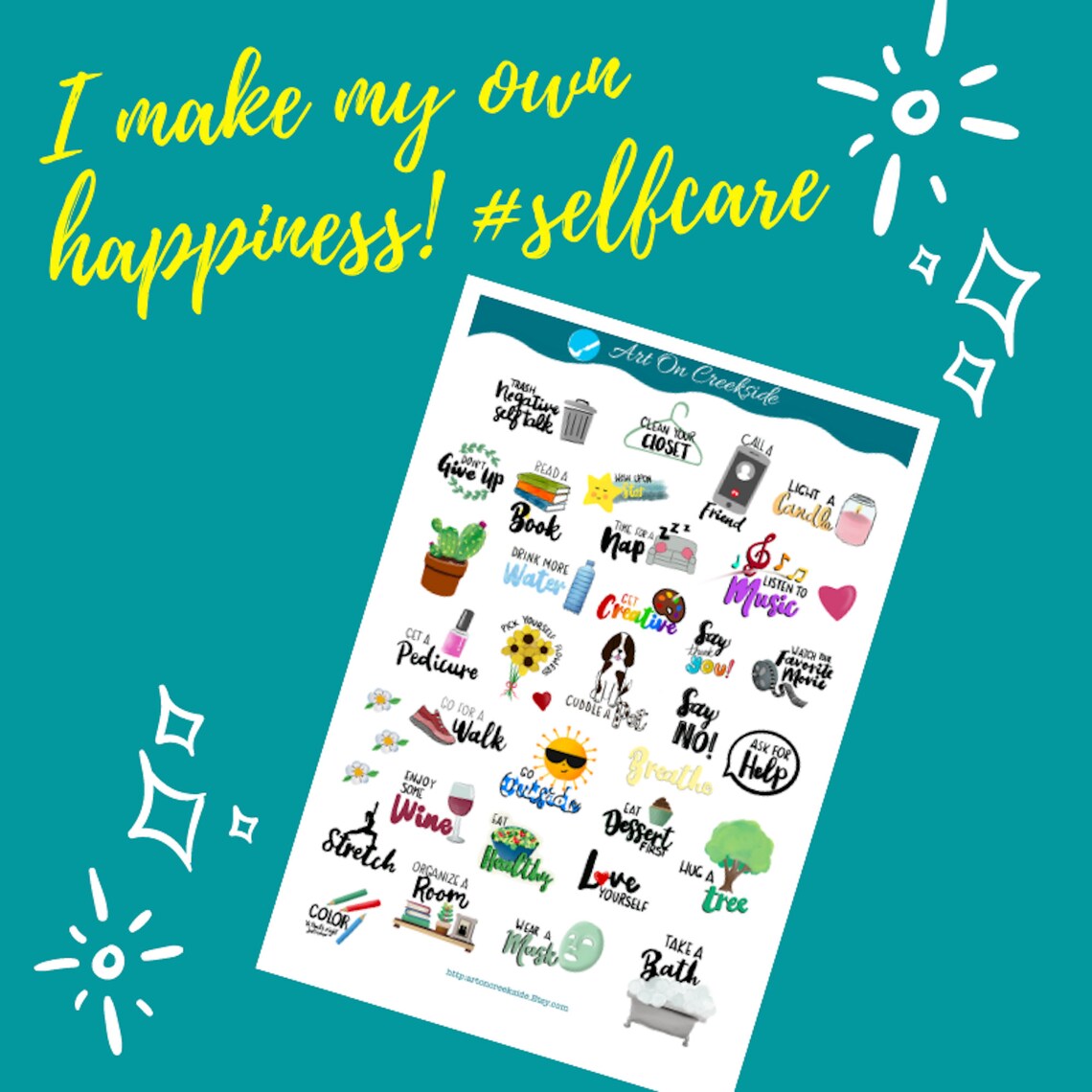 Self Care Stickers Sheet to Add Reminders to Journals - Etsy
