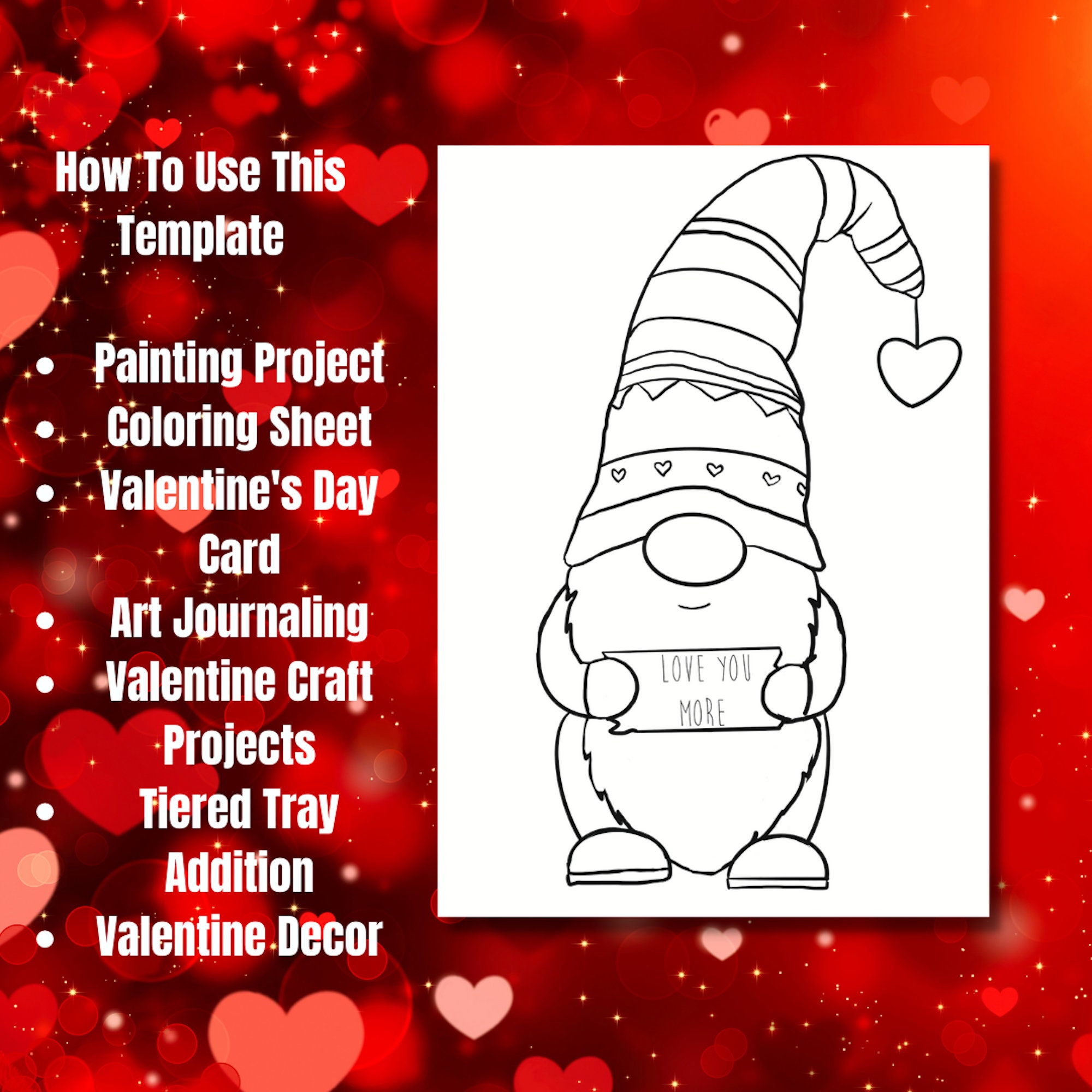 Valentine Gnome Template Printable, Valentine Gnome, Valentine Craft ...