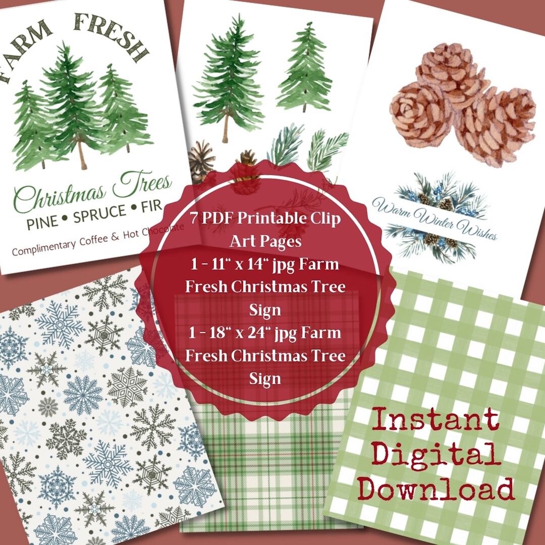 Farm Fresh Christmas Tree Printable Bundle, Print, Cut and Craft Clip ...