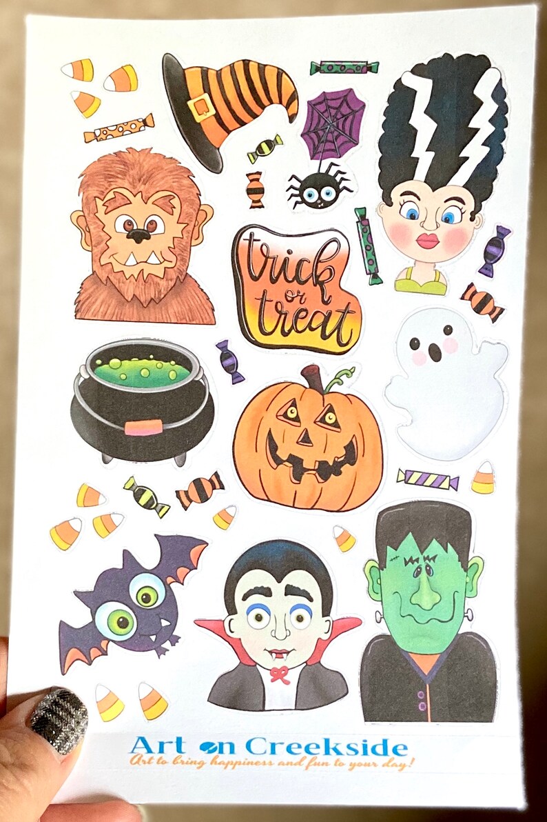 Cute Halloween Character Stickers Sheet to Use on Your Laptop - Etsy