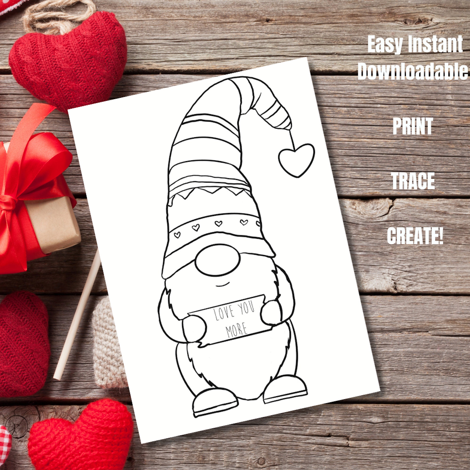 Valentine Gnome Template Printable, Valentine Gnome, Valentine Craft ...