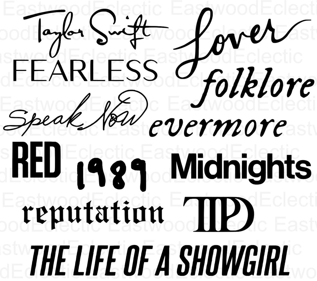 TS Album Titles -- 12 Taylor Albums -- SVG Cut File -- Instant Download ...