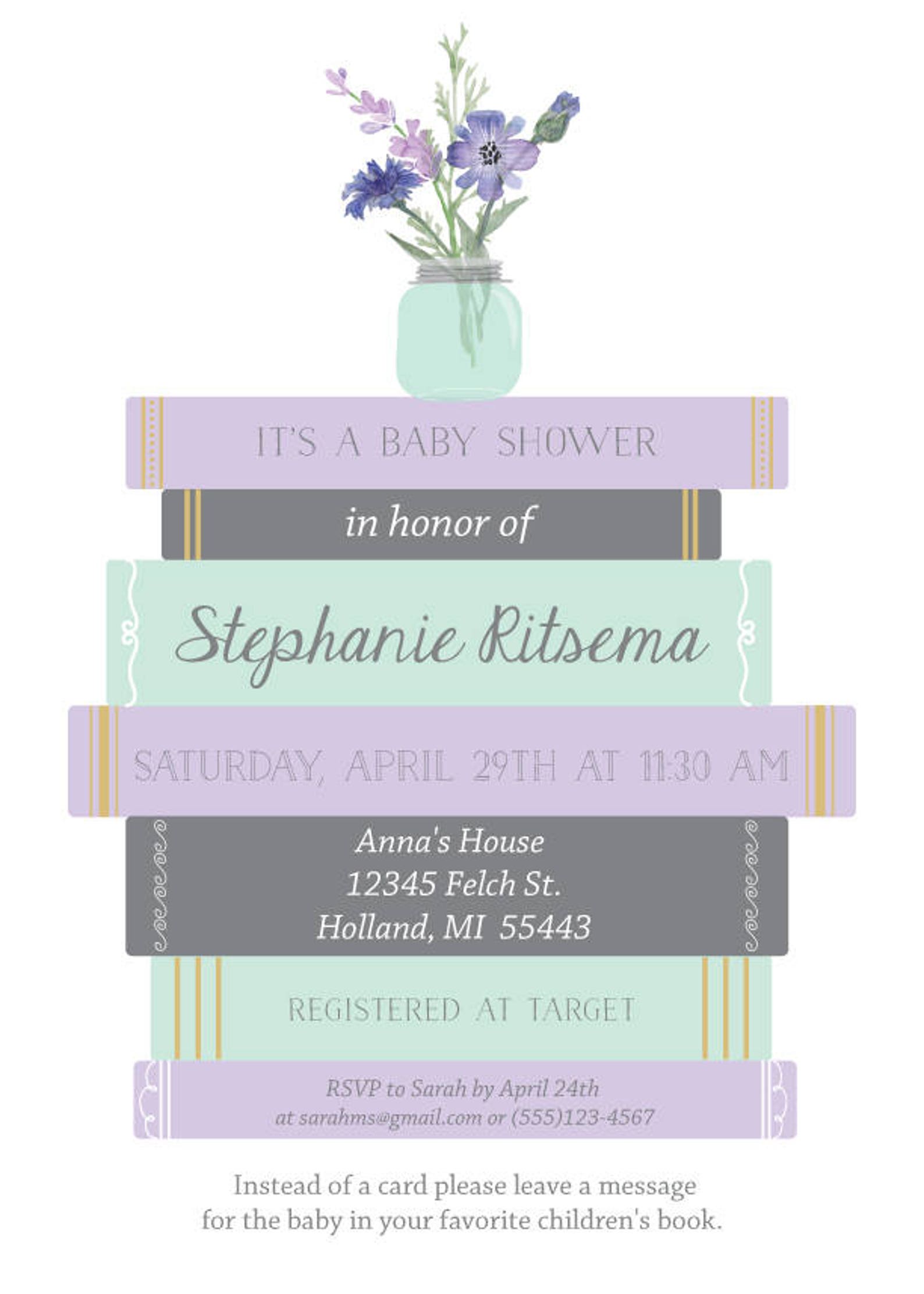 Baby Book Shower Invitation Book Stack Baby Shower | Etsy