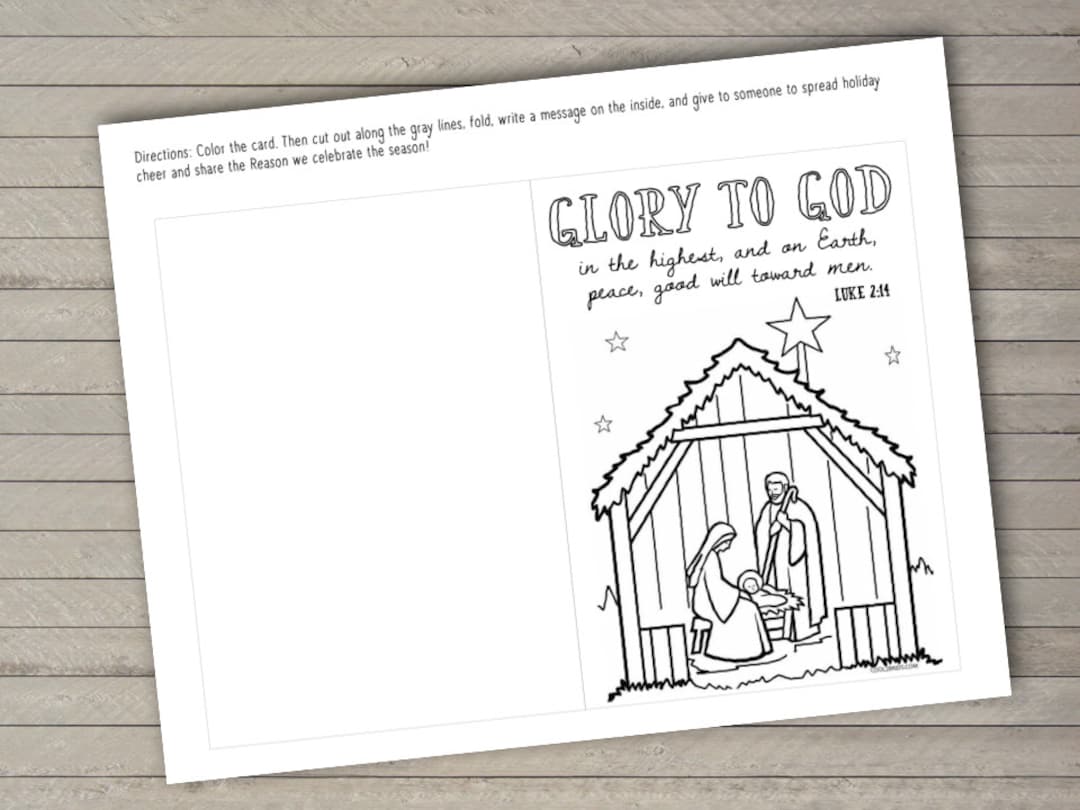 Christmas Nativity Coloring Card -- Instant Download -- Kids Christmas ...