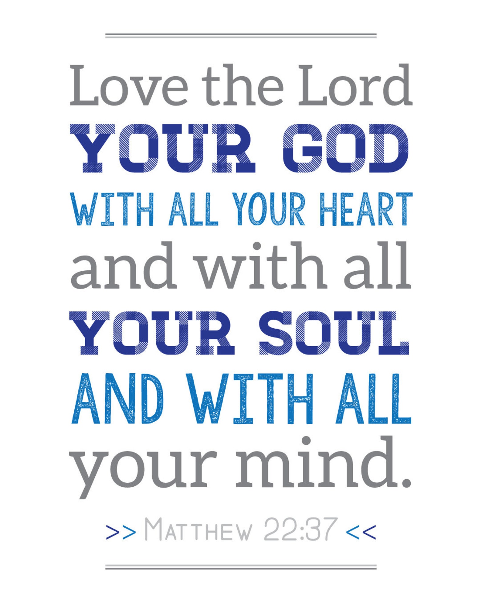 Matthew 22:37 Art Print Love the Lord Your God Verse - Etsy