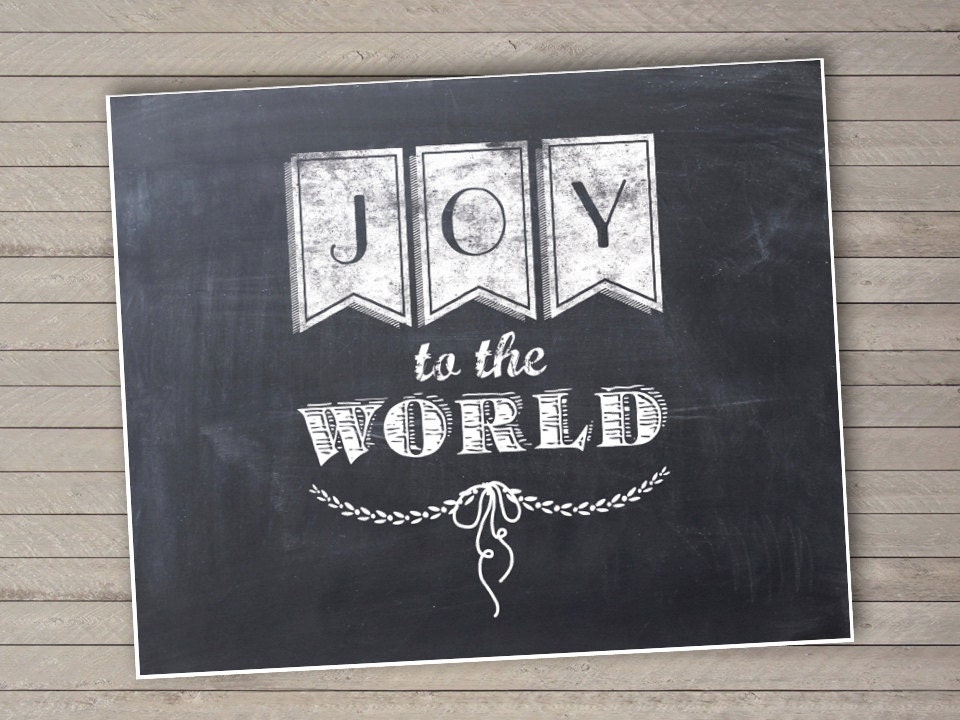 Christmas Chalkboard Printable Art Joy to the World - Etsy