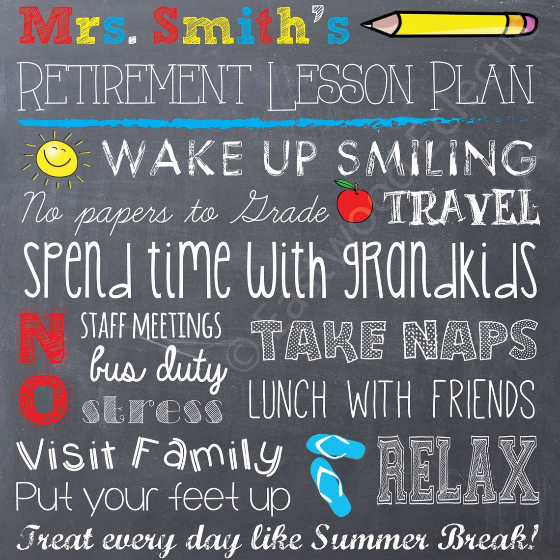 Teacher Retirement Chalkboard Printable square Retirement - Etsy