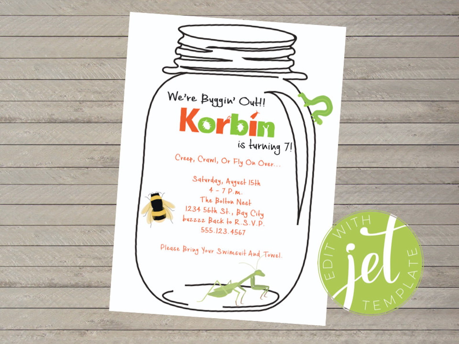 Bug Party Invitation -- Insect Birthday Party -- Printable Invite ...