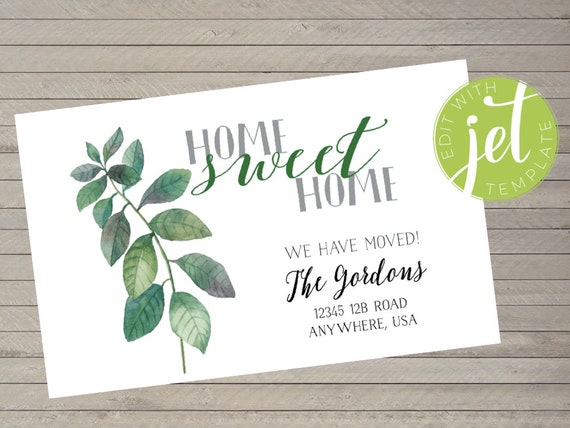 New Address Card Customizable Edit With Jet Template - Etsy