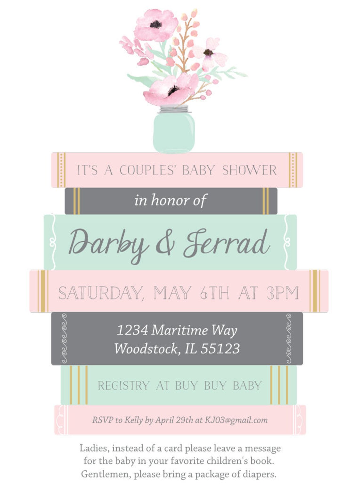 Baby Book Shower Invitation Book Stack Baby Shower | Etsy