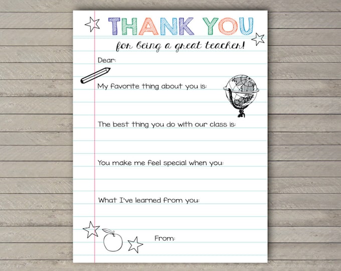 PRINTABLE Teacher Appreciation, Fill in the Blank, for Teacher, Dragon ...