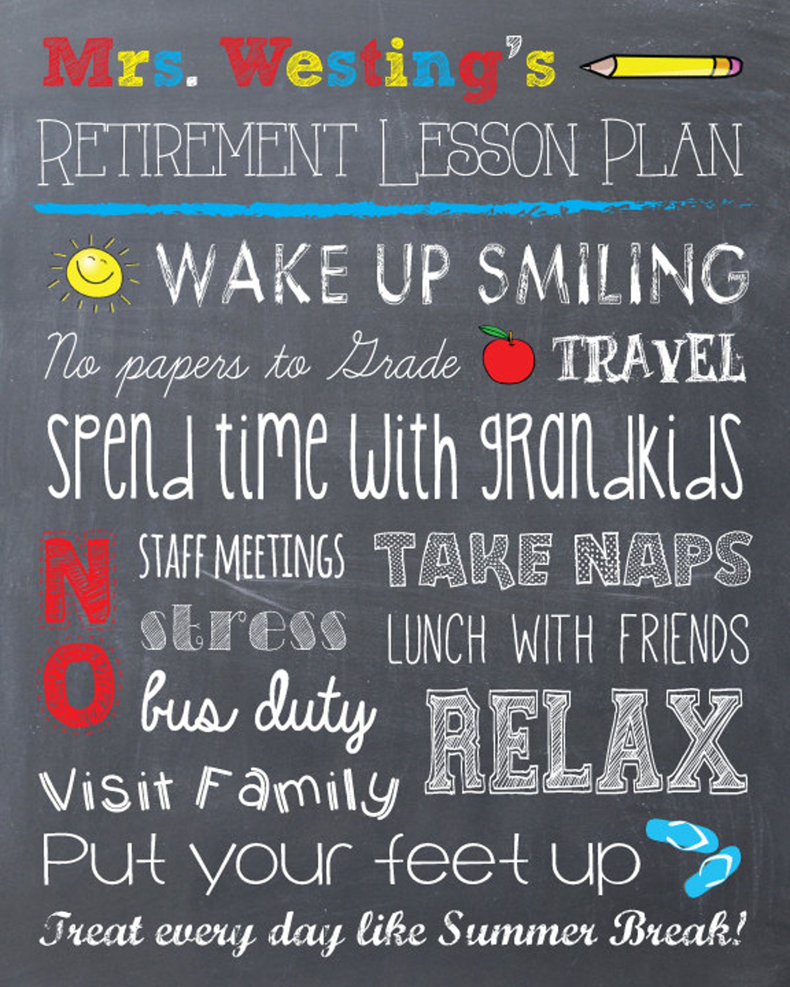 Teacher Retirement Chalkboard Printable 2 Retirement Gift - Etsy