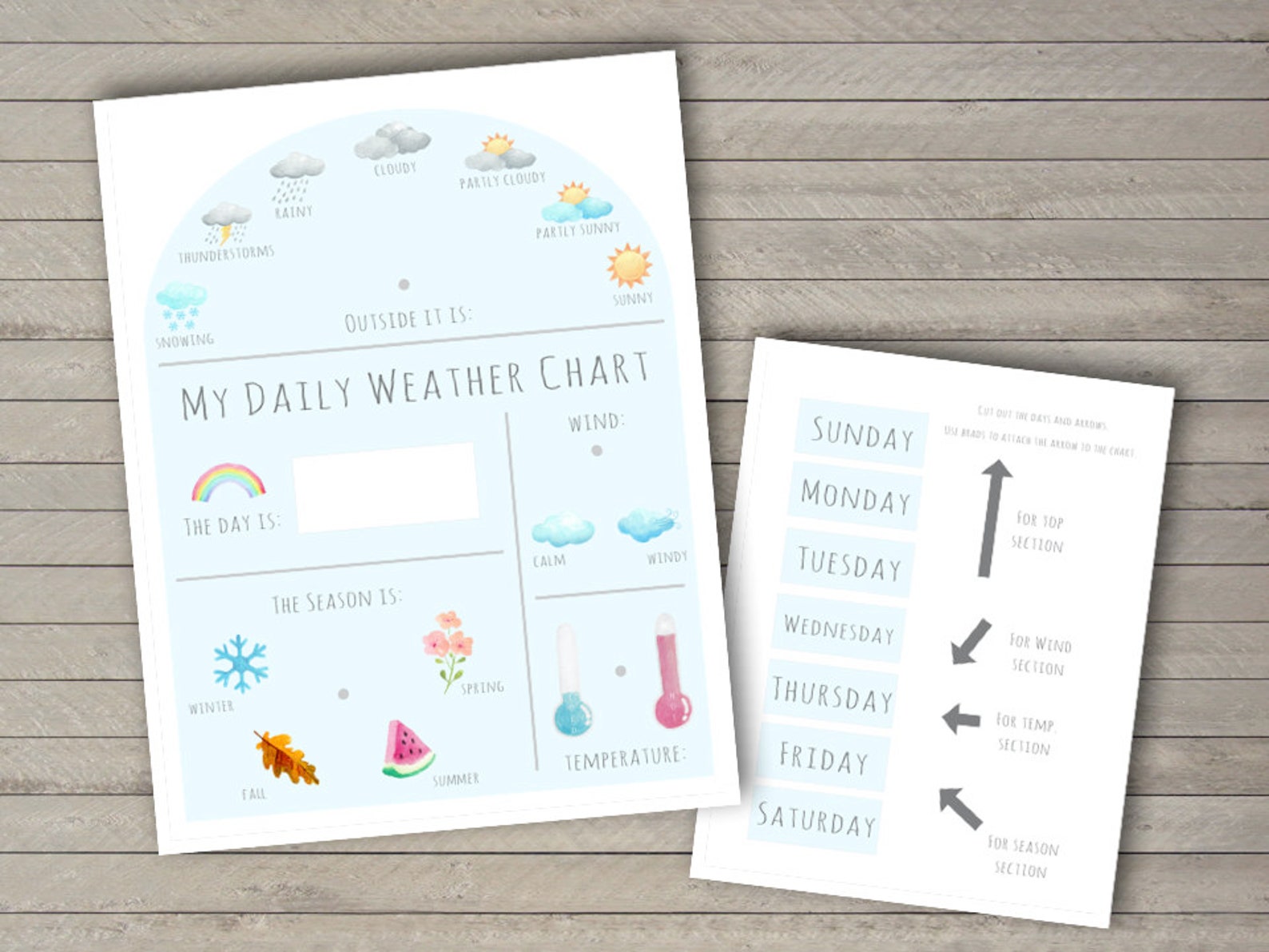 Daily Weather Chart Instant Download Printable | Etsy