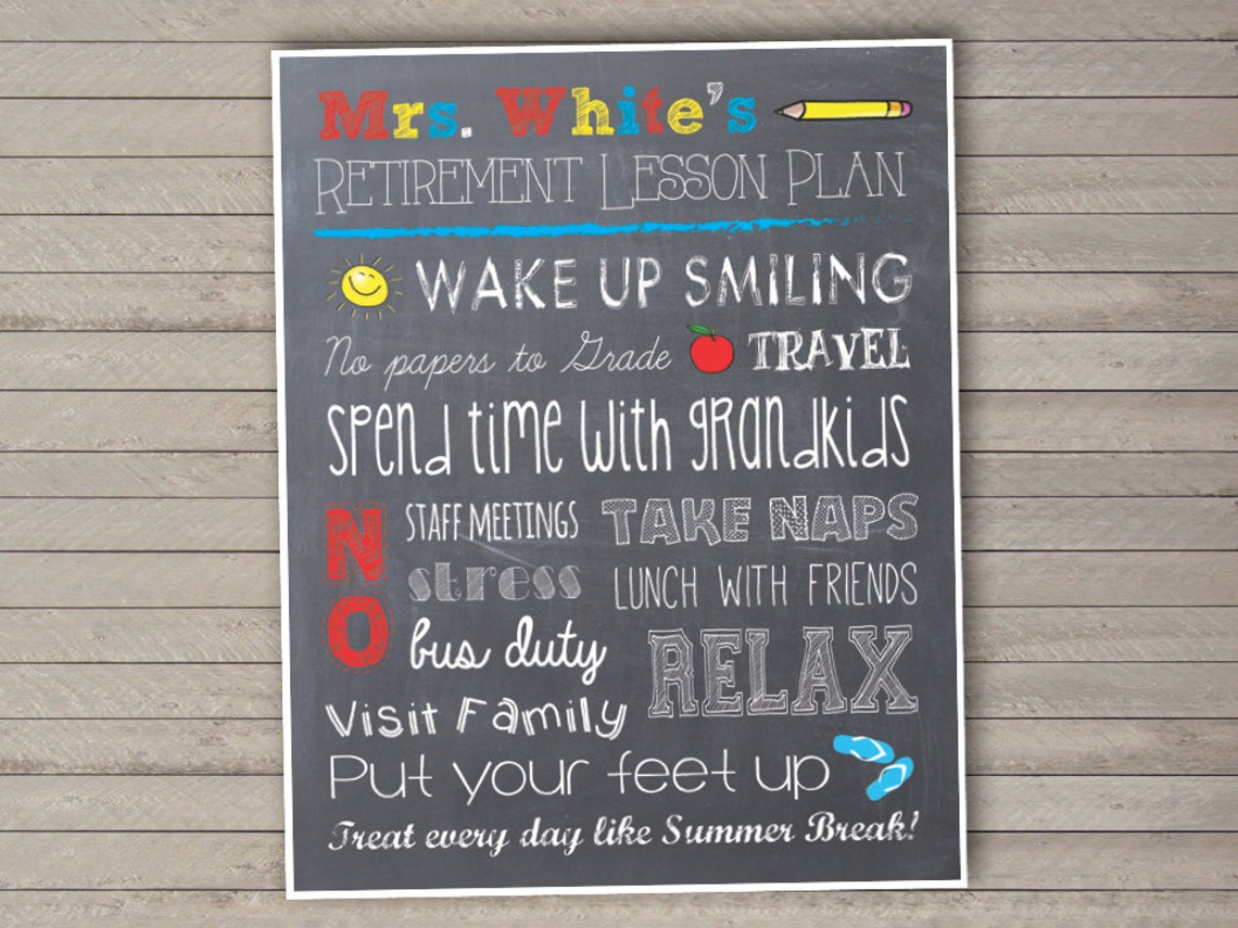 Teacher Retirement Chalkboard Printable 2 Retirement Gift - Etsy