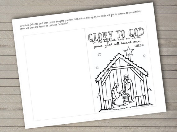 Christmas Nativity Coloring Card Instant Download Kids | Etsy