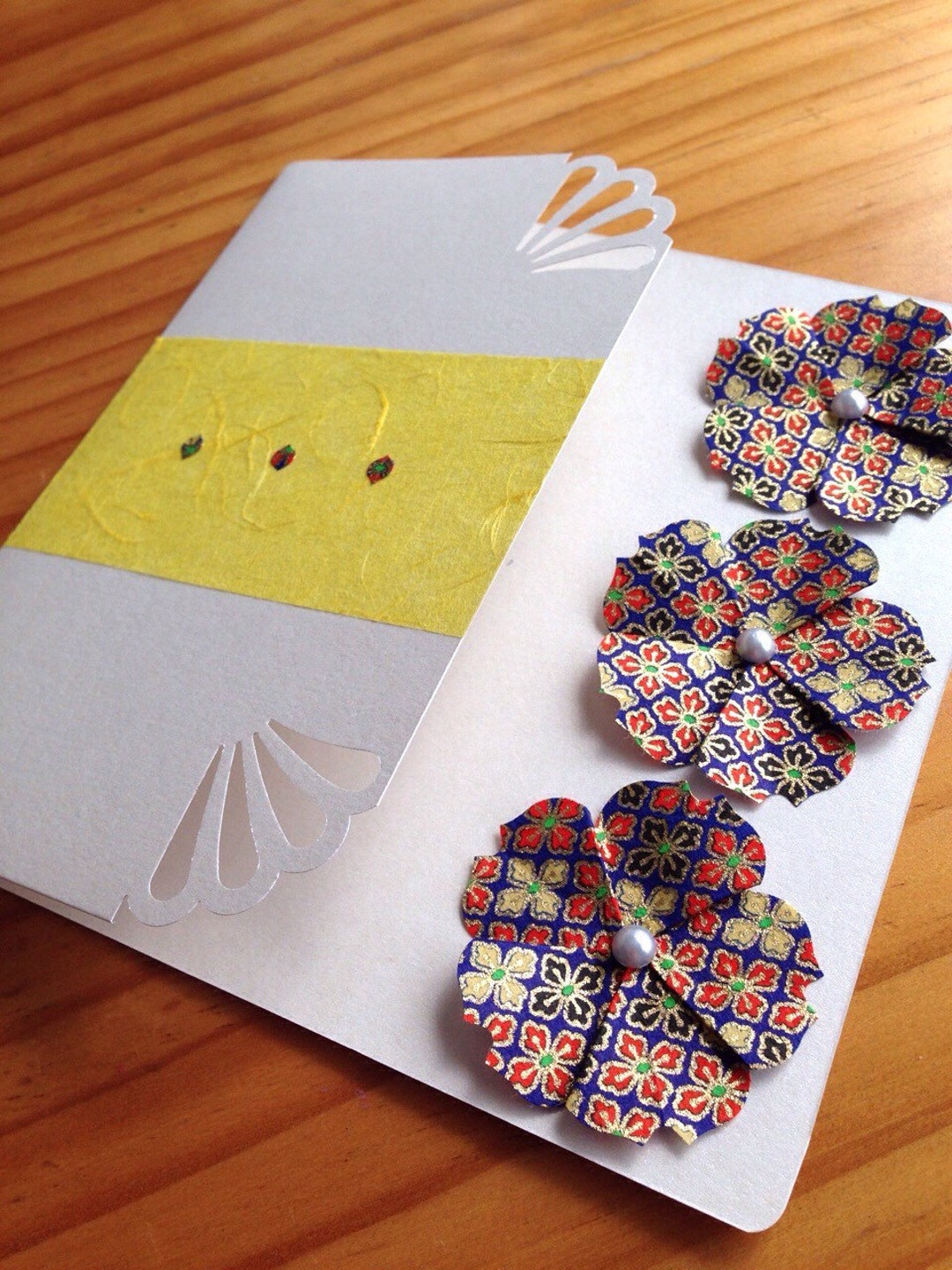 Trio Sakura Series #1 - Yellow - Japanese Family Crest Patrerned Cherry ...