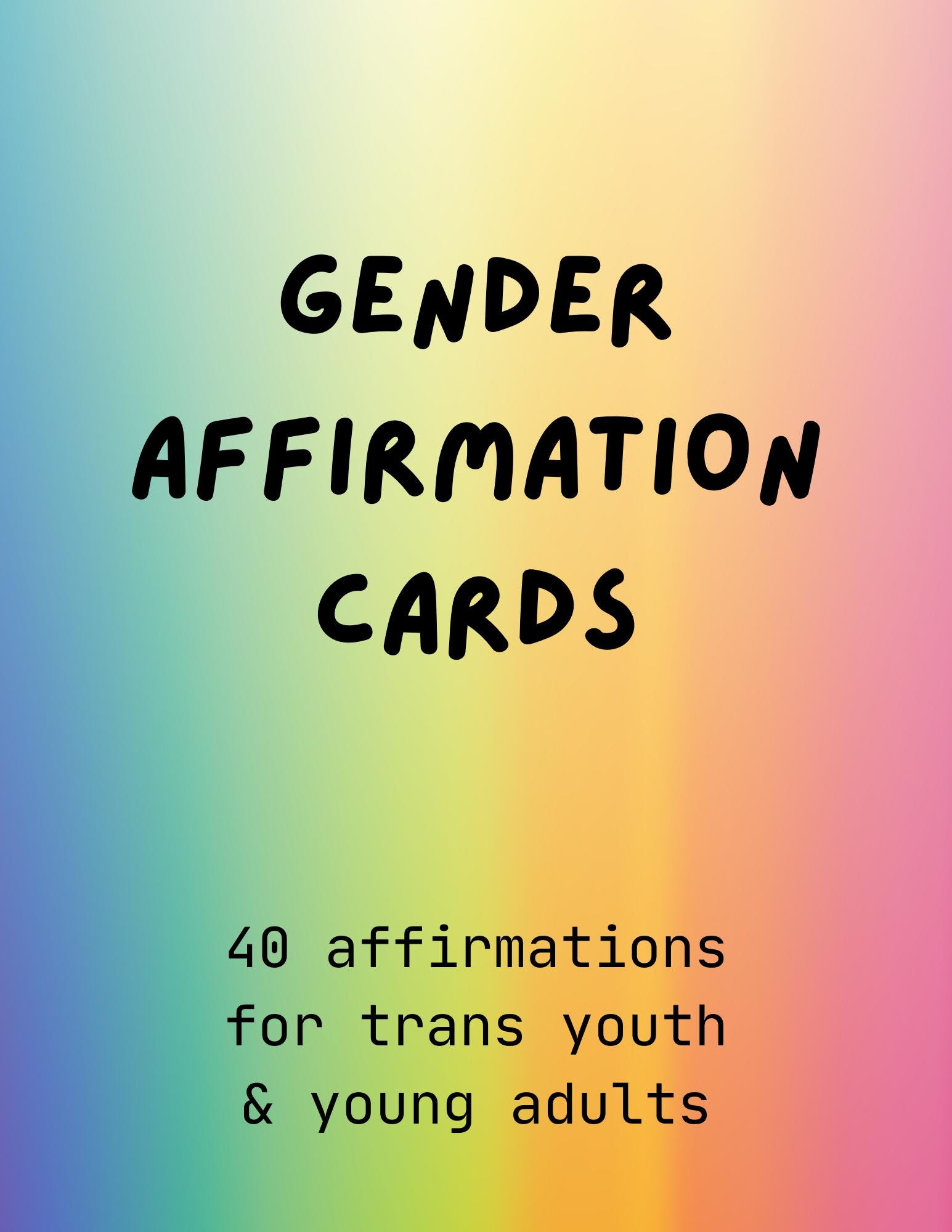 Trans Affirmation Cards: LGBTQ+ Youth Mental Health (digital Download ...