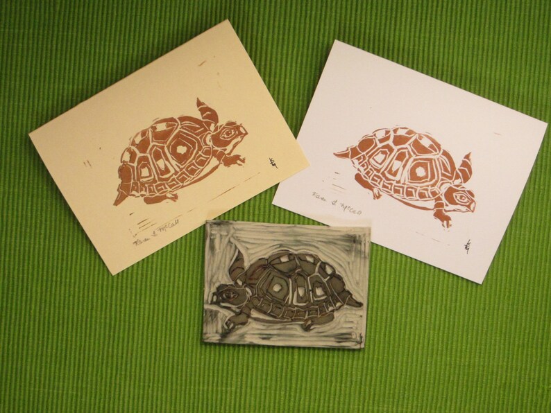 Eastern Box Turtle Linocut Cards Individual Card or Pack of - Etsy
