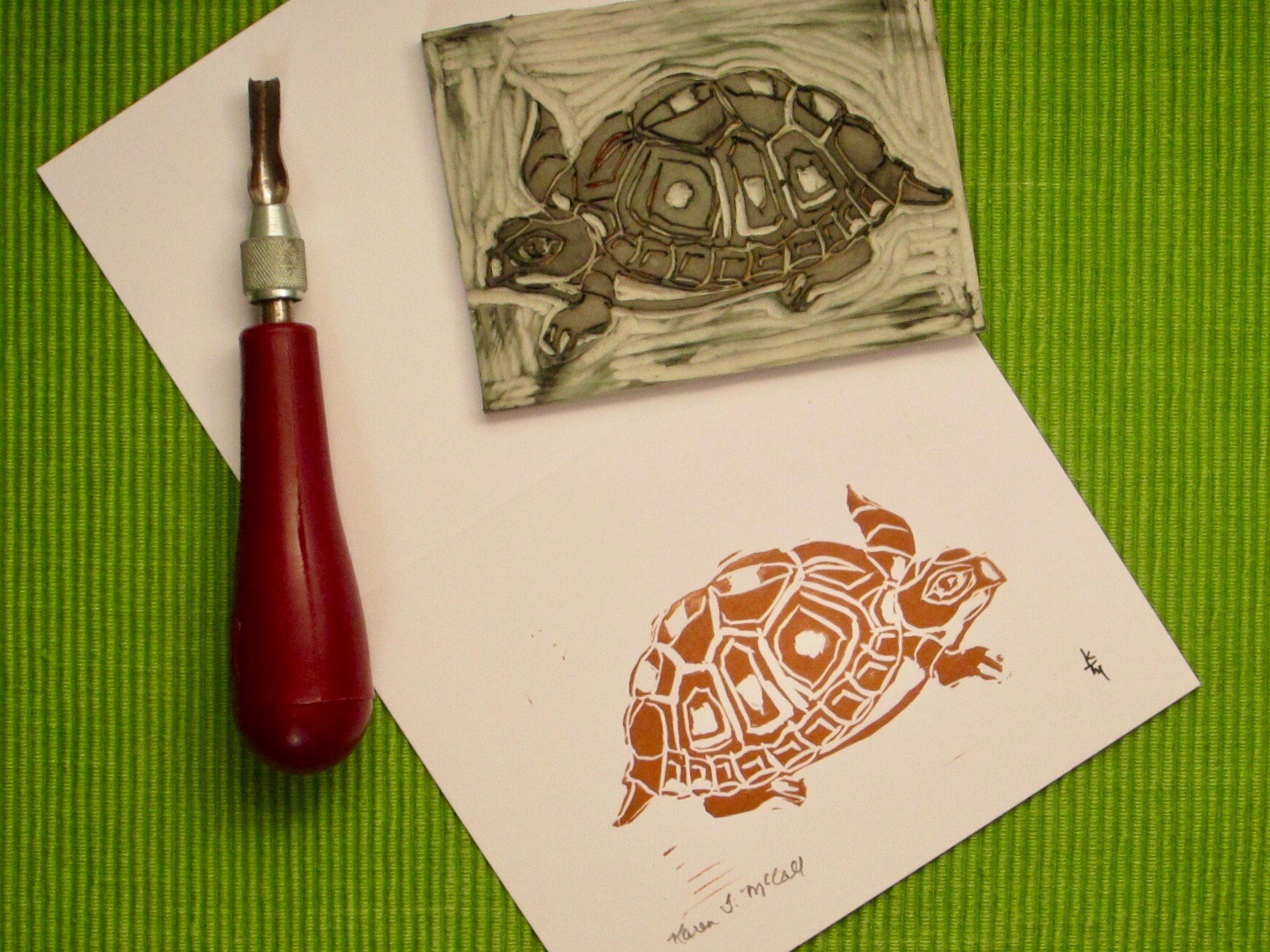 Eastern Box Turtle Linocut Cards, Individual Card or Pack of 4, Blank ...