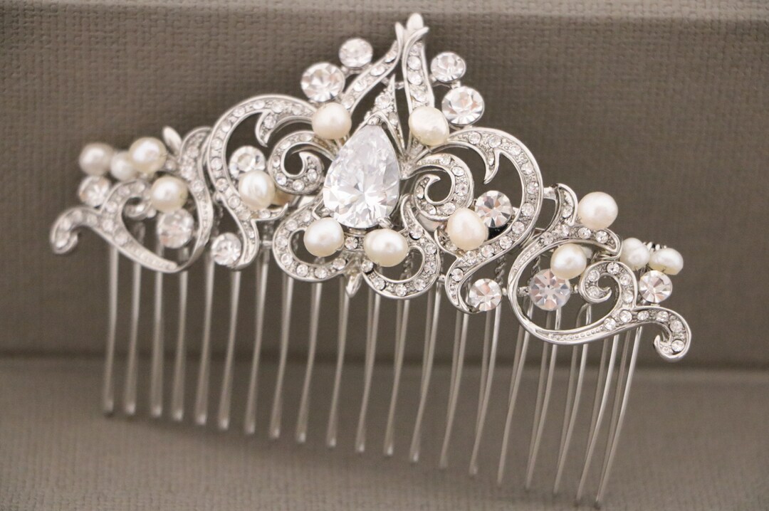 Silver Bridal Hair Comb Pearl Side Comb Wedding Headpiece - Etsy