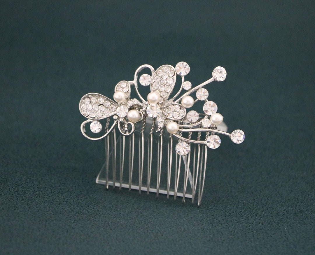 Bridesmaid Hair Piece Silver Wedding Comb Pearl and Crystal Bridal Comb ...