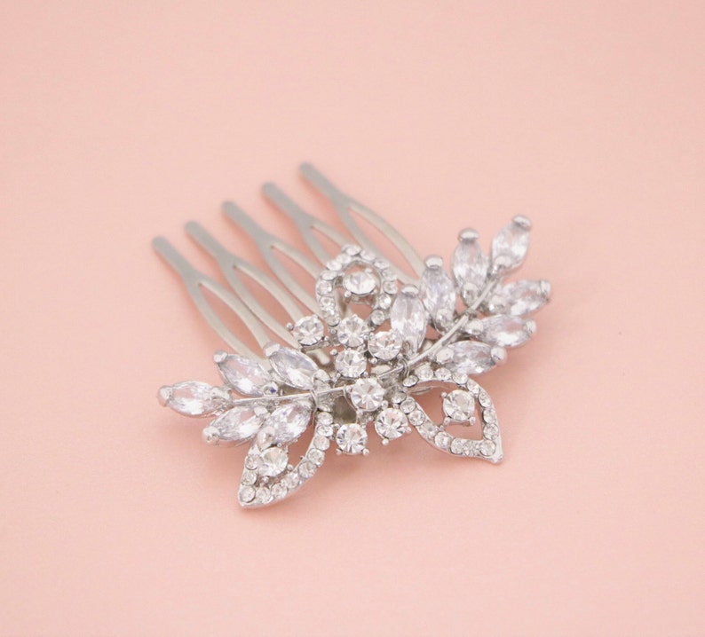 Side Bridal Headpiece Wedding Hair Comb CZ Bridal Comb Rhinestone ...