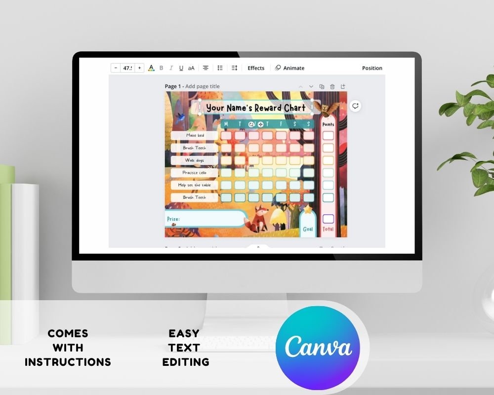 EDITABLE Woodland Daily Kids Chart - Personalized Habit Chore Schedule ...