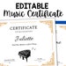 Music Recital Certificate EDITABLE Template for Piano Recital Music ...