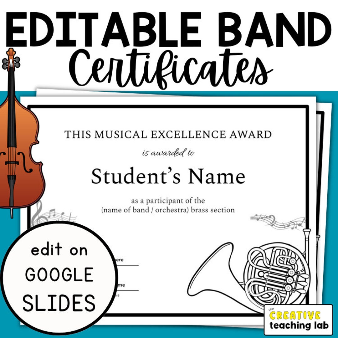 Easy EDITABLE Music Band Concert Recital Orchestra Certificate Template ...