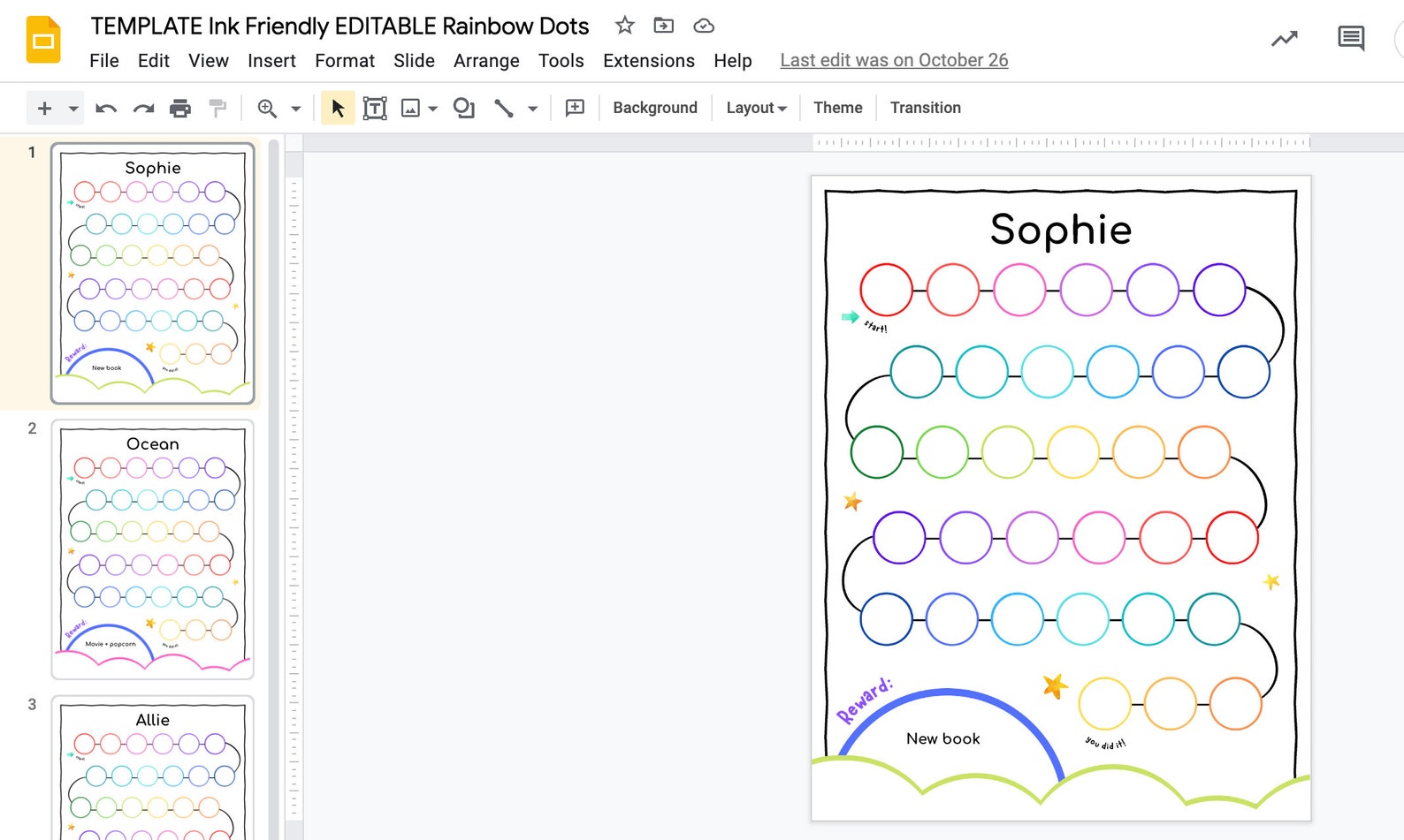 Editable Rainbow Reward Chart, Printable Digital, Rainbow Sticker Chart ...