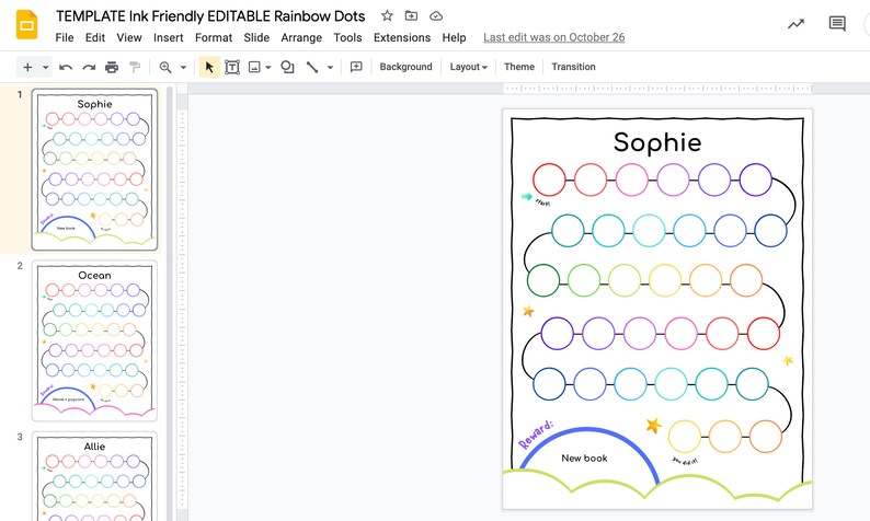 Editable Rainbow Reward Chart, Printable Digital, Rainbow Sticker Chart ...