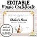 Music Recital Certificate EDITABLE Template for Violin Recital Music ...