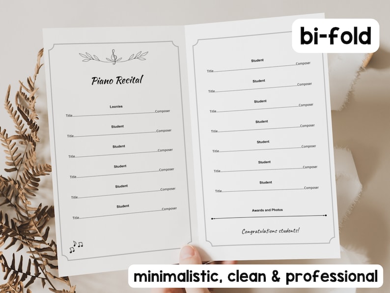 Piano Recital Program Editable Template for Music Recital Concert ...