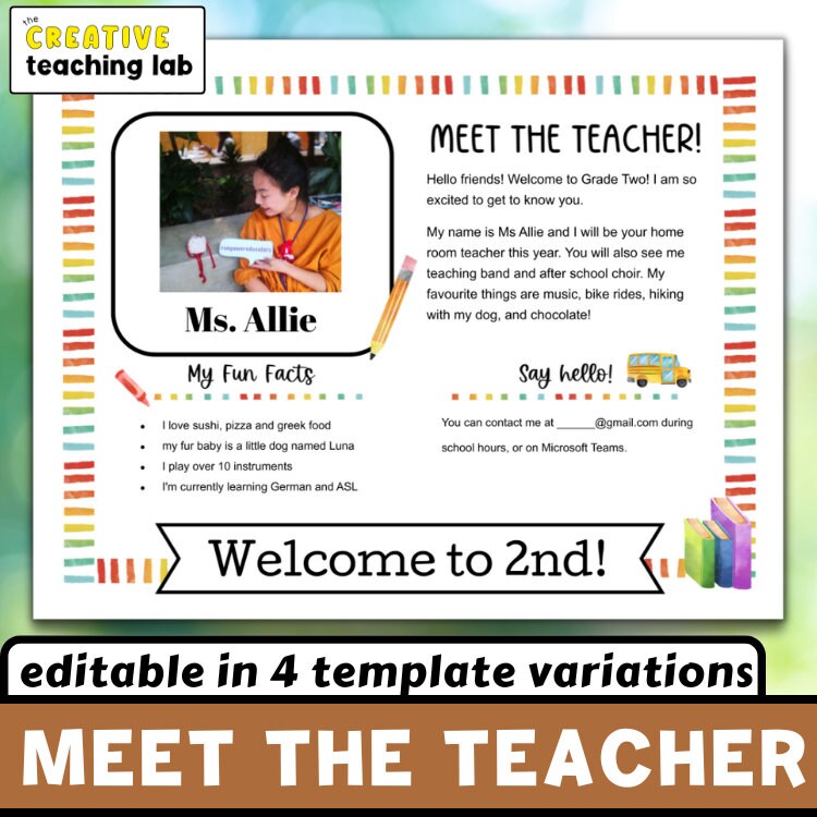 Google Slides EDITABLE Meet the Teacher Template for Back to School - Etsy