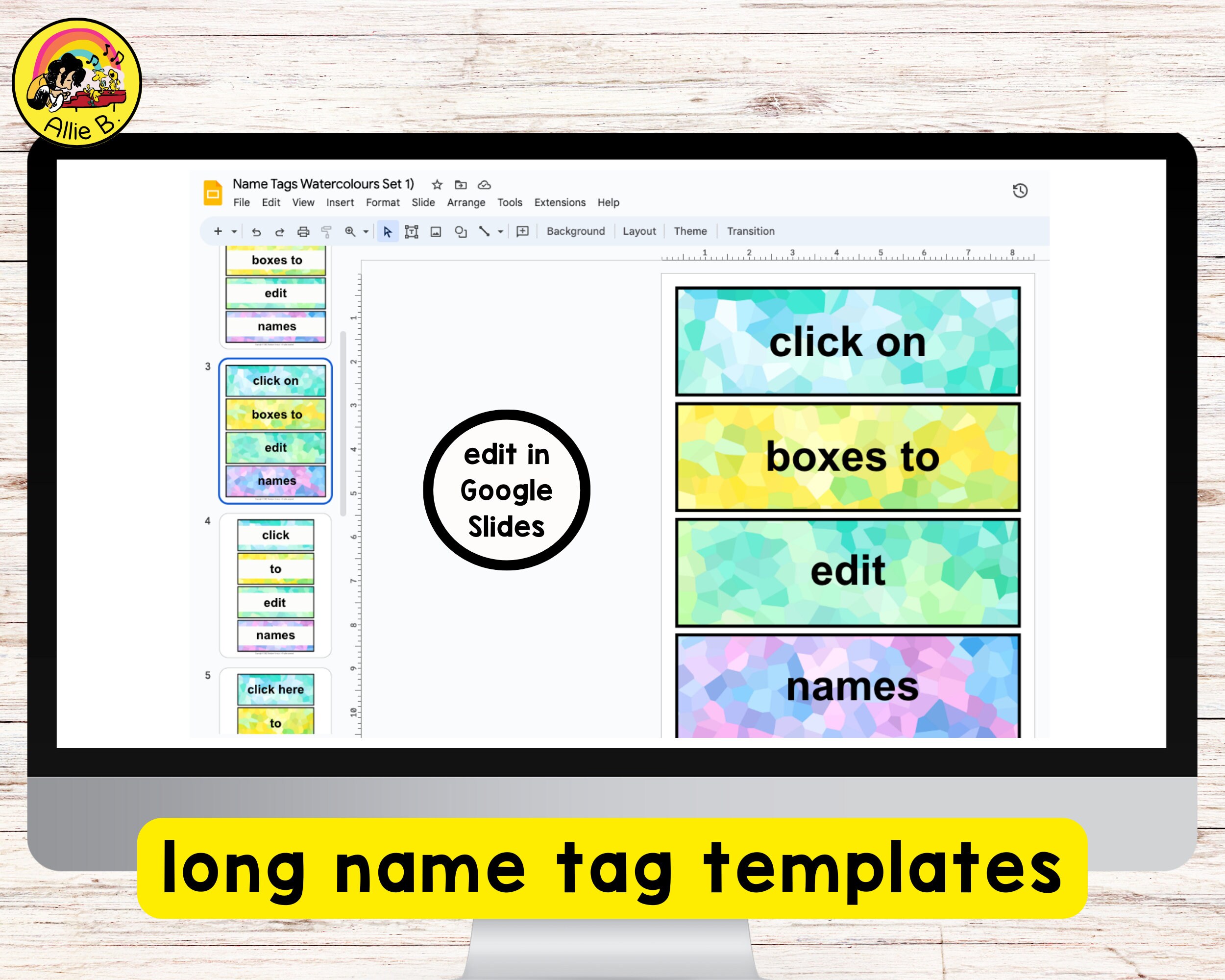 Watercolour Glass Editable Student Desk Name Tags Template Classroom ...