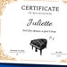 Music Recital Certificate EDITABLE Template for Piano Recital Music ...