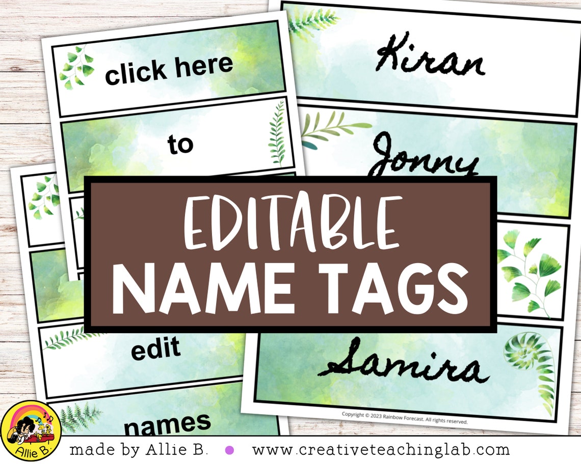 Editable Nature Student Desk Name Tags Name Plate Labels Classroom ...