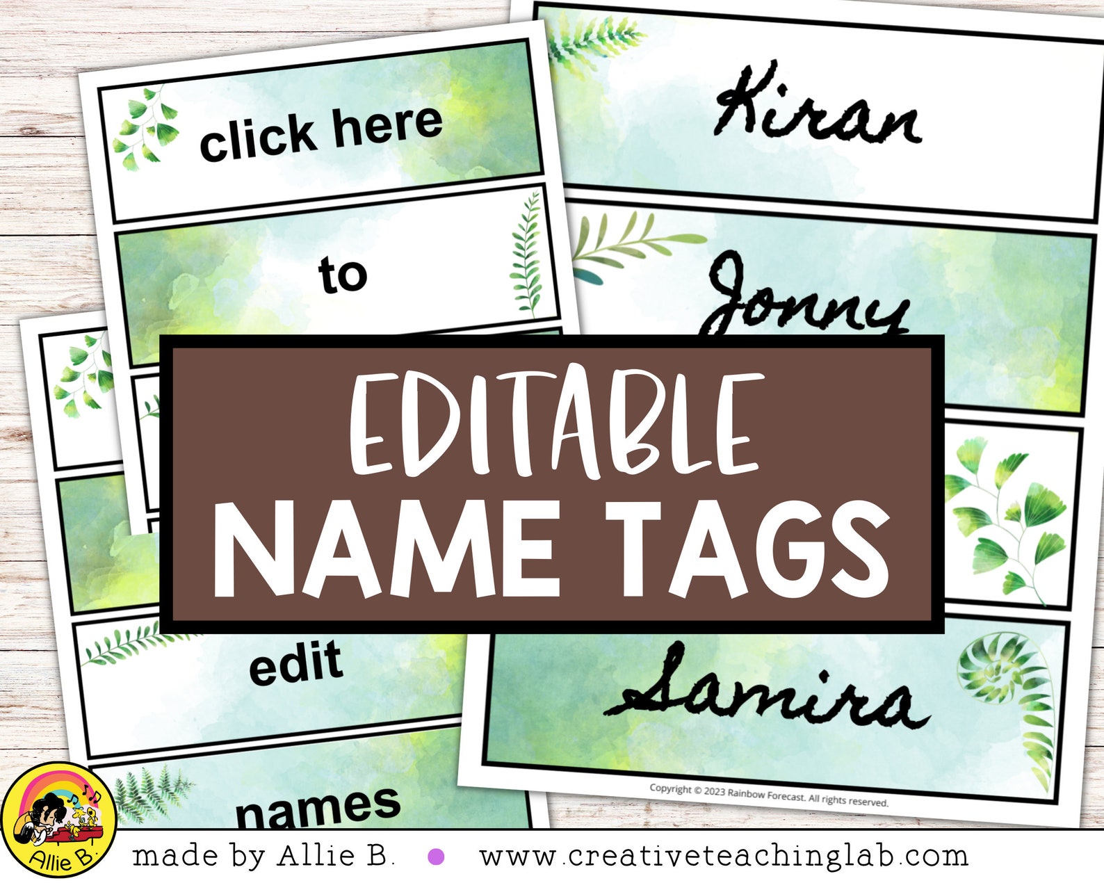 Editable Nature Student Desk Name Tags Name Plate Labels Classroom ...